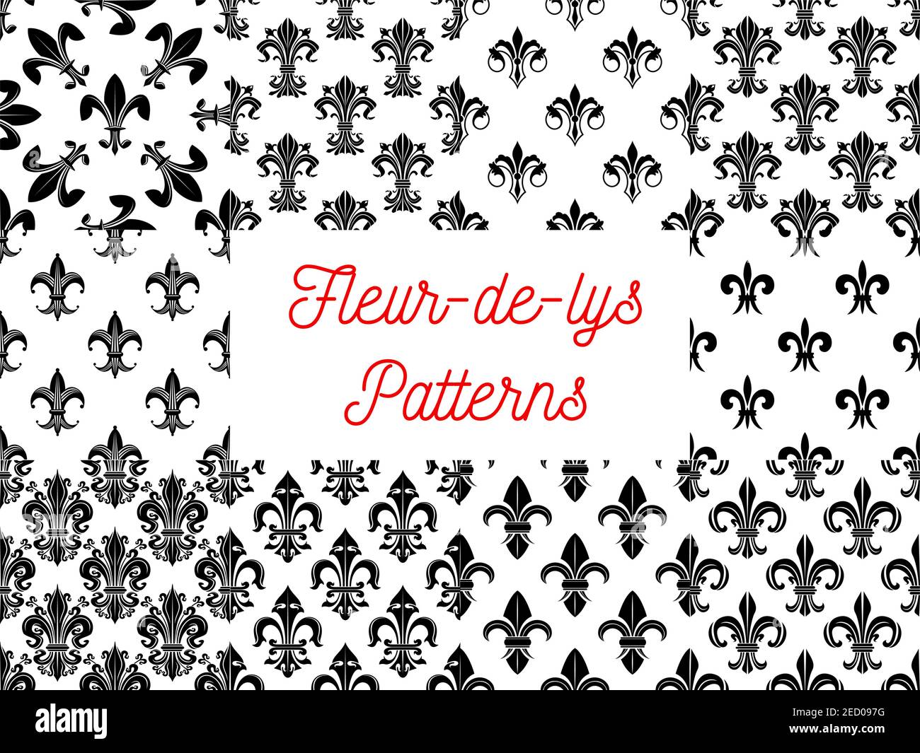 Heraldic seamless patterns of fleur-de-lys. Vectro pattern of black ...