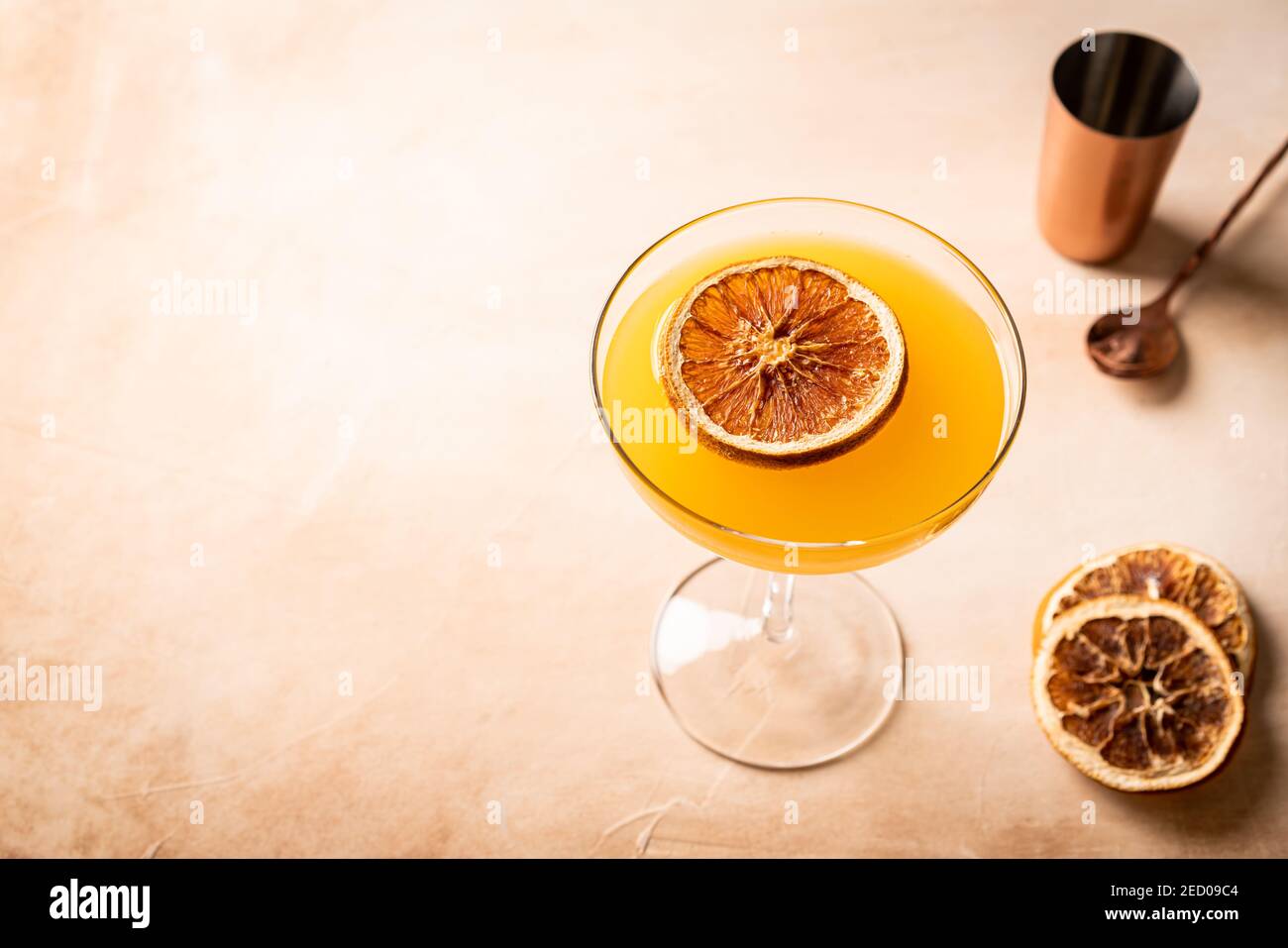 Fresh tall glass of tropical cocktail with rum and orange juice ...