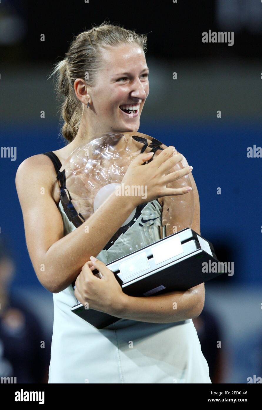 Victoria azarenka belarus celebrates trophy hi-res stock photography ...