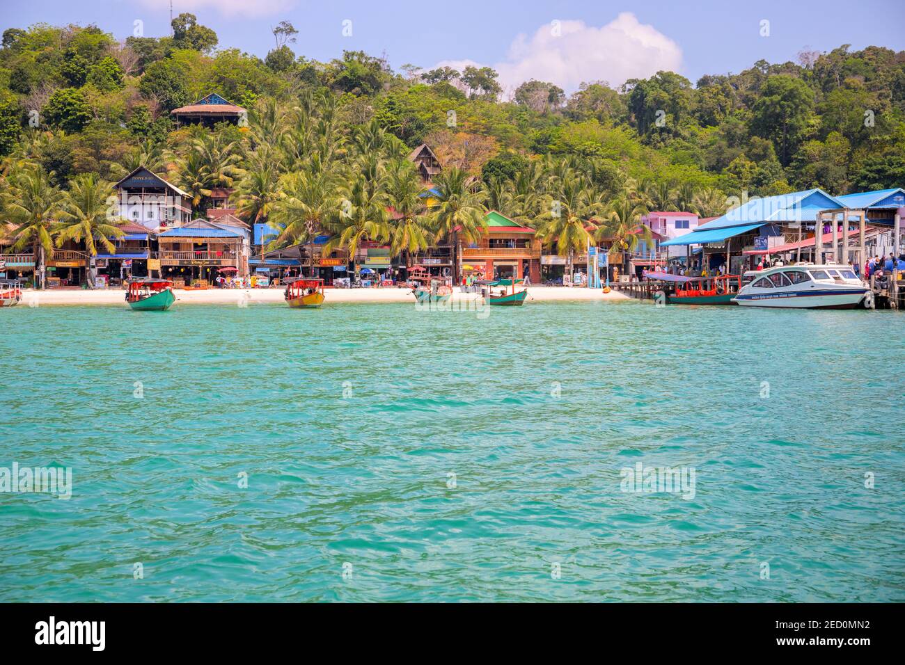 Koh Rong island, Cambodia - 10 April 2018: seaside landscape with ...