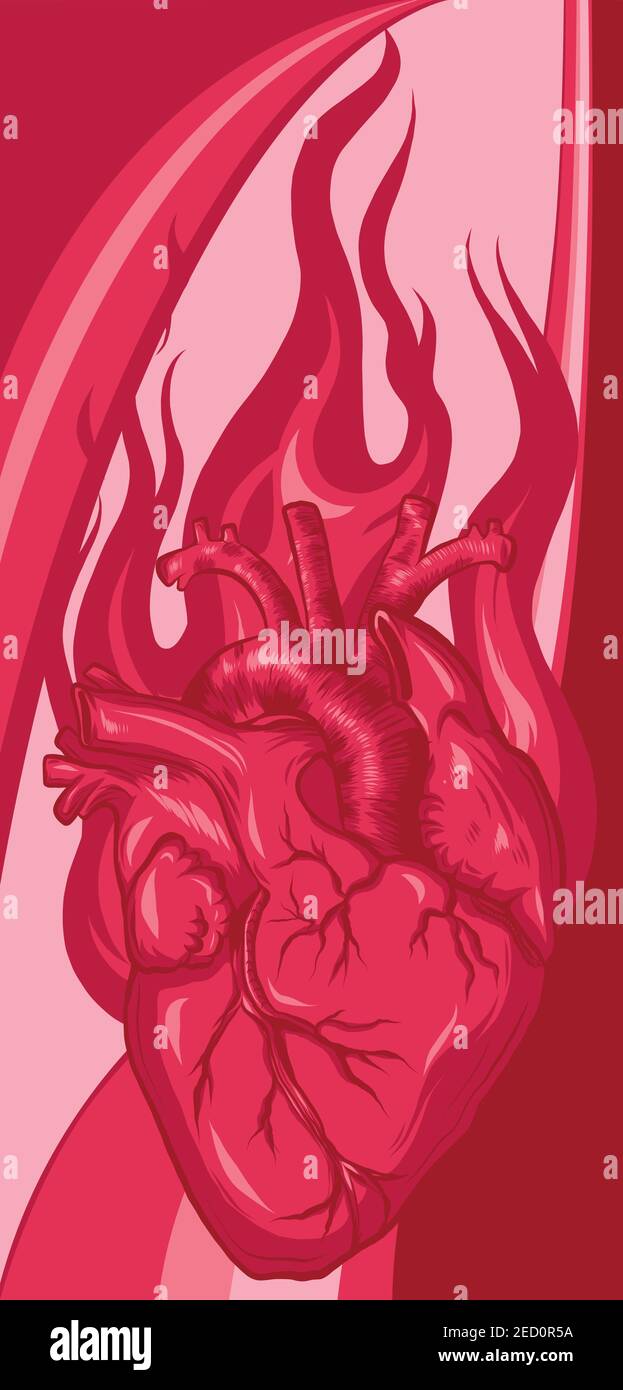 vector Burning Heart. Illustration for design tattoo Stock Vector Image ...