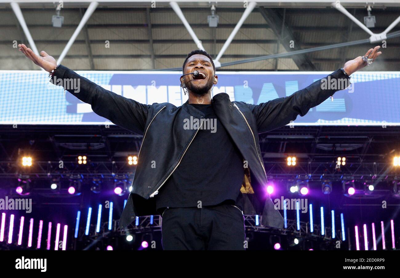 London, UK, 9th June 2012. Usher performs on stage at Capital ...