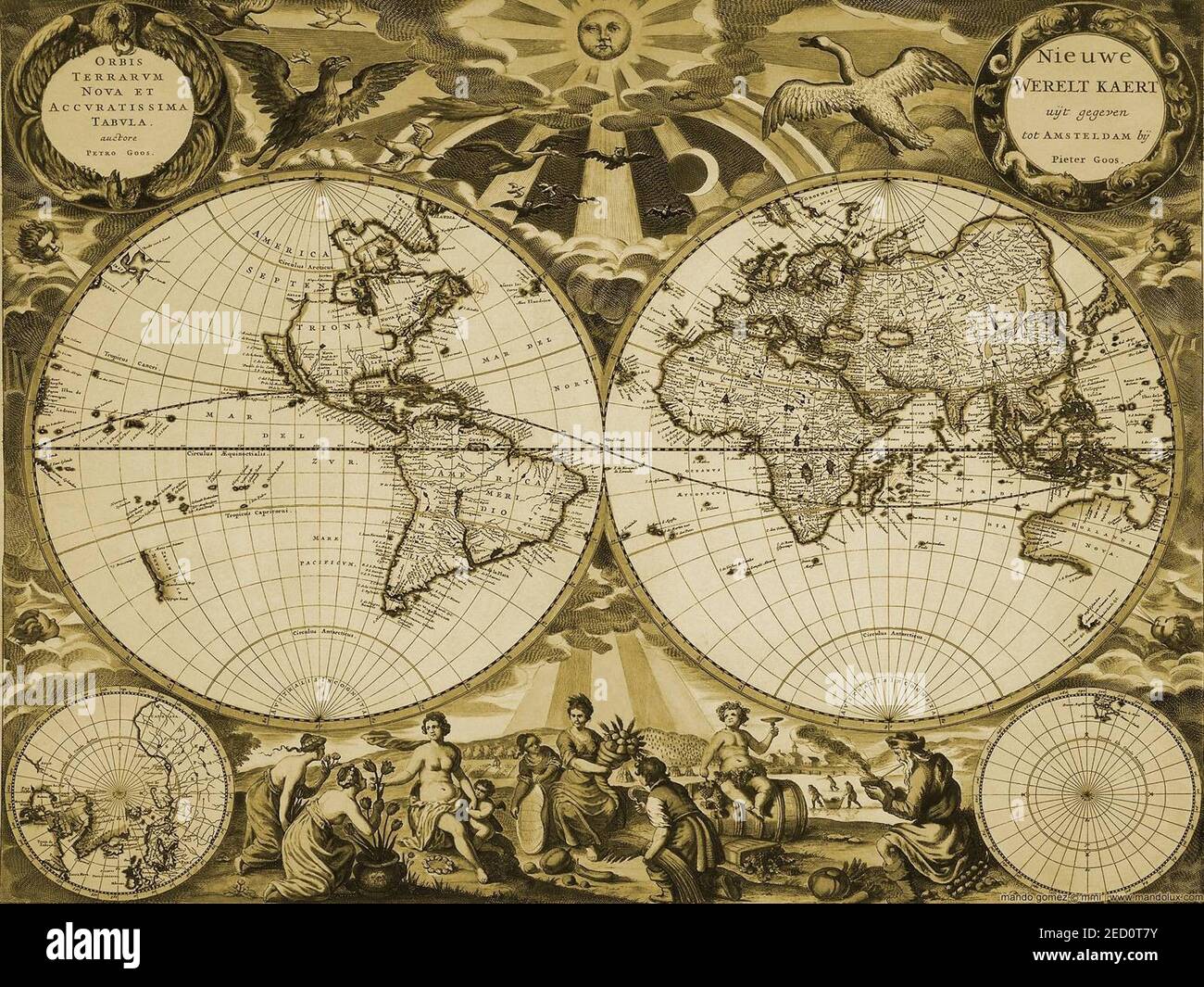 Beautiful vintage hand drawn map of known World from old book. Can be ...