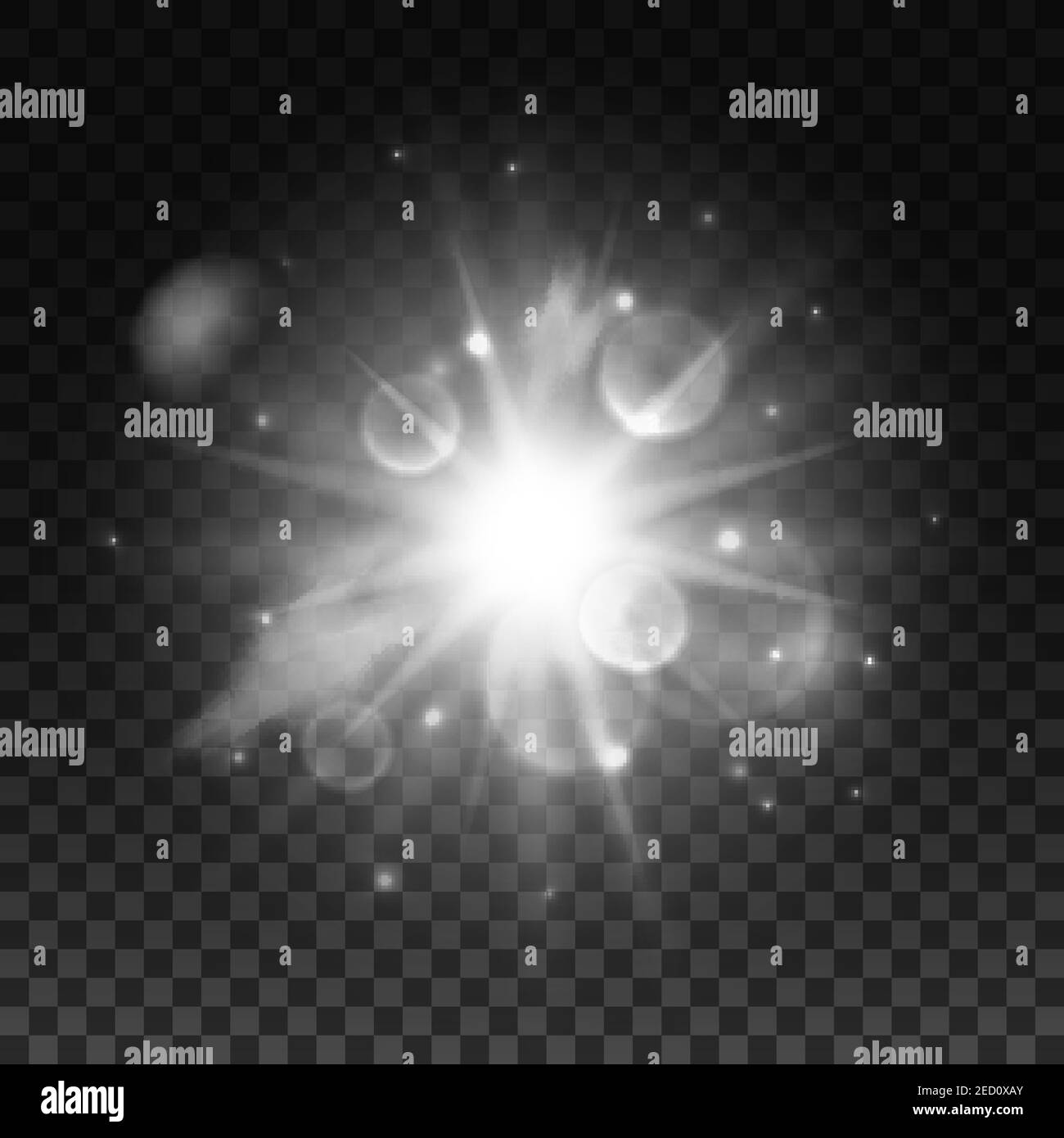 Sparkling bright star light with lens flare effect. White luminous glow ...