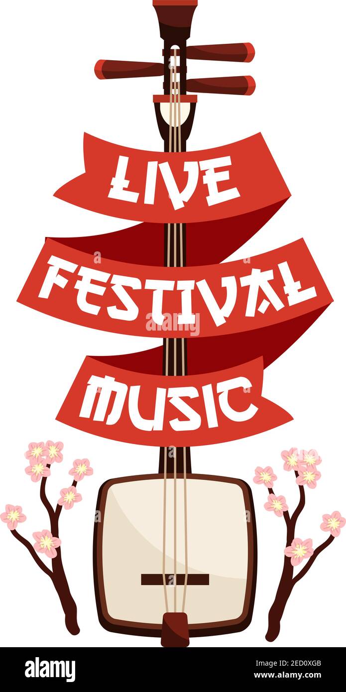 Live festival music emblem template. Japanese traditional biva, koto ...