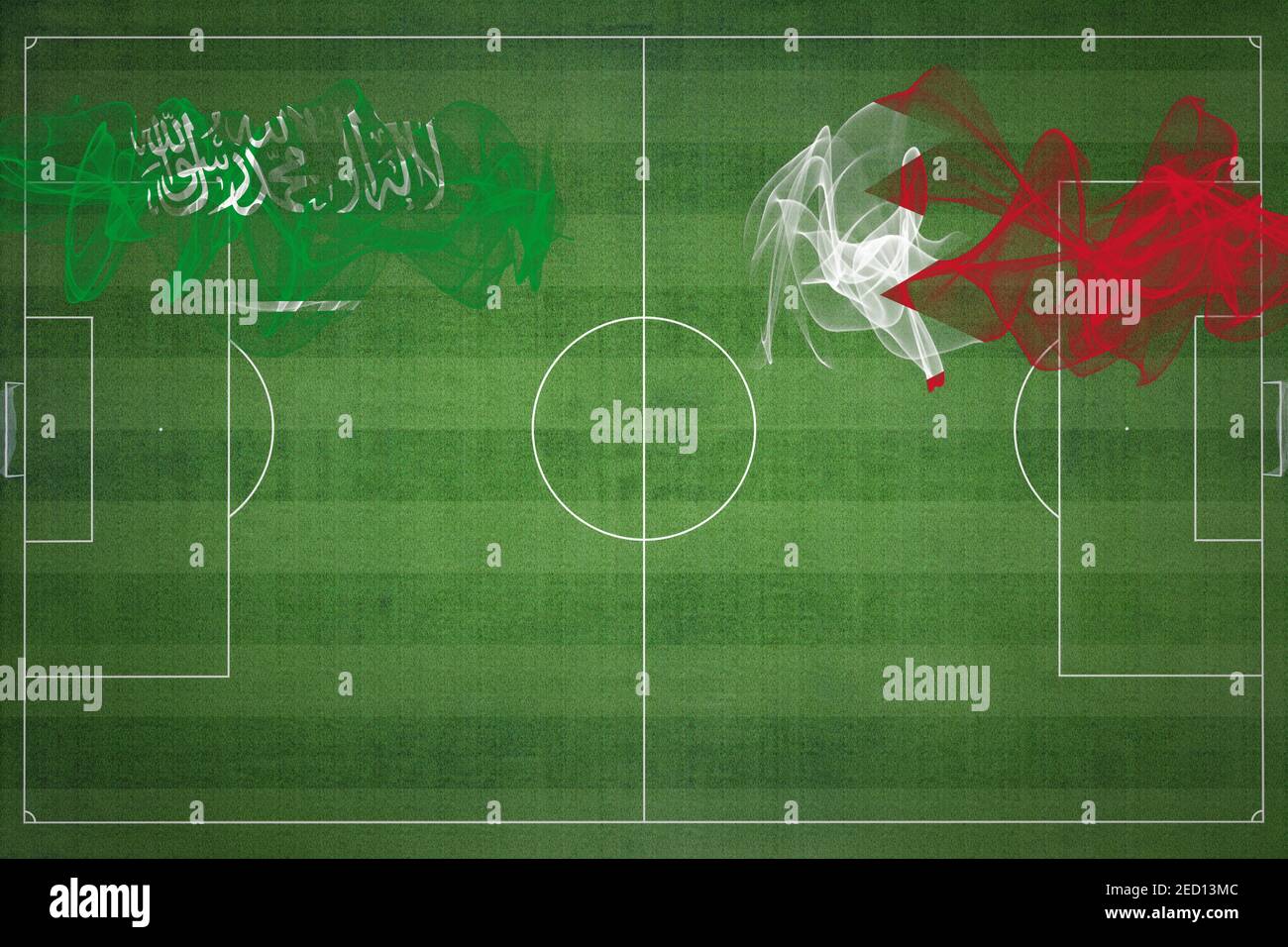 Saudi Arabia vs Bahrain Soccer Match, national colors, national flags ...