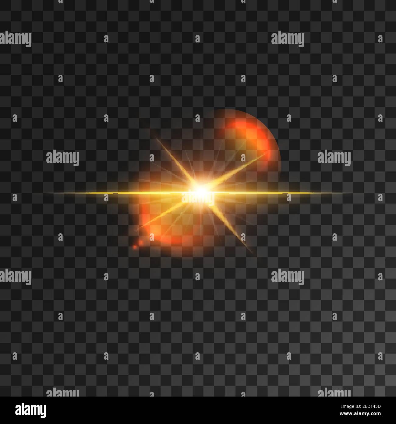 Light effect. Star light beam. Spot light lens flare. Gold shining ...