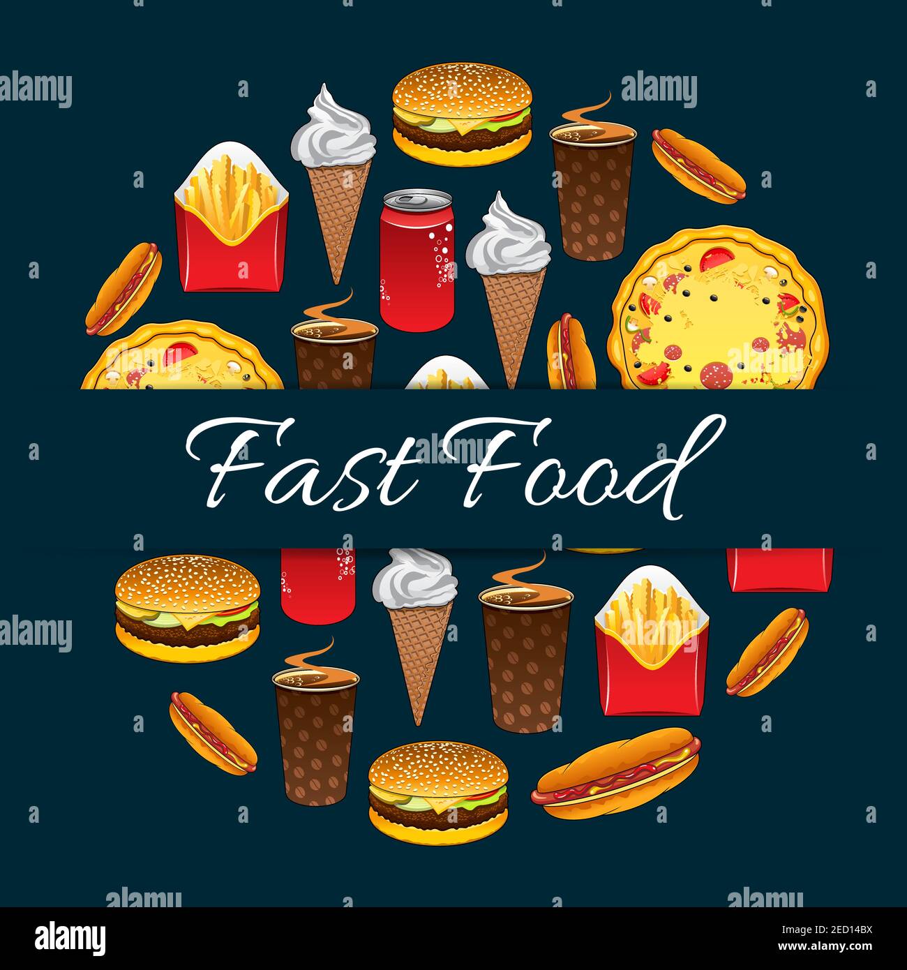 Fast food decoration design emblem. Vector elements of menu card with ...