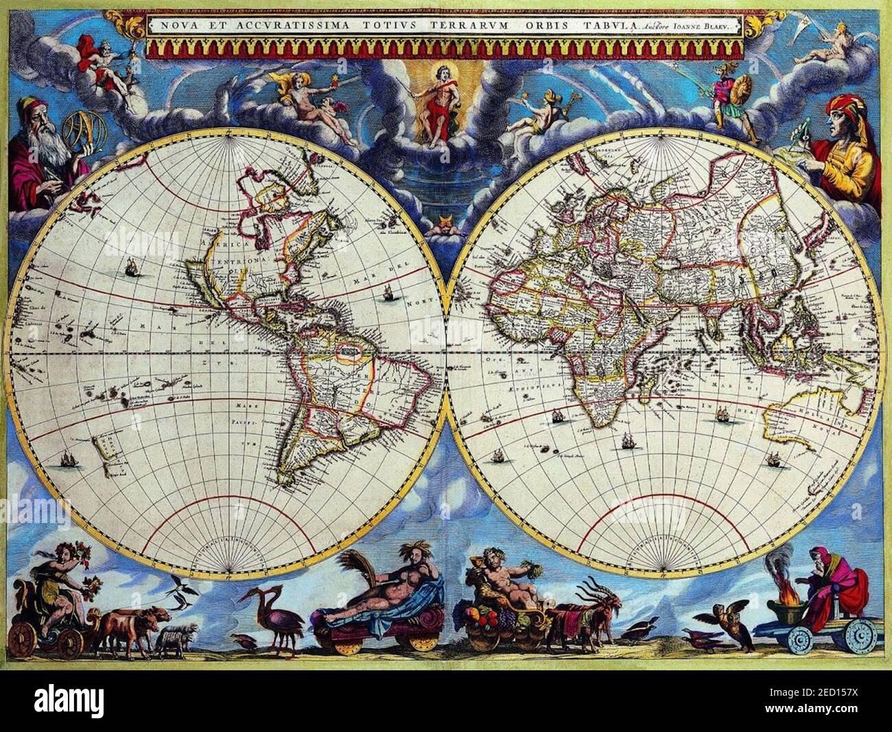 Beautiful vintage hand drawn map of known World from old book. Can be ...