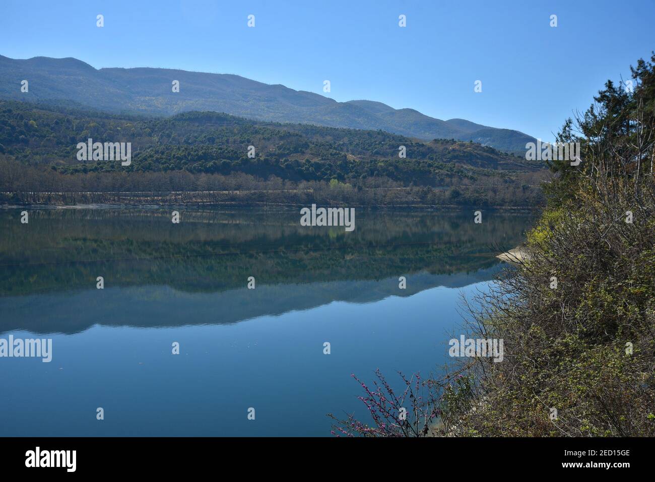 Landscape with panoramic view of Haliacmon river in Veroia, Central ...