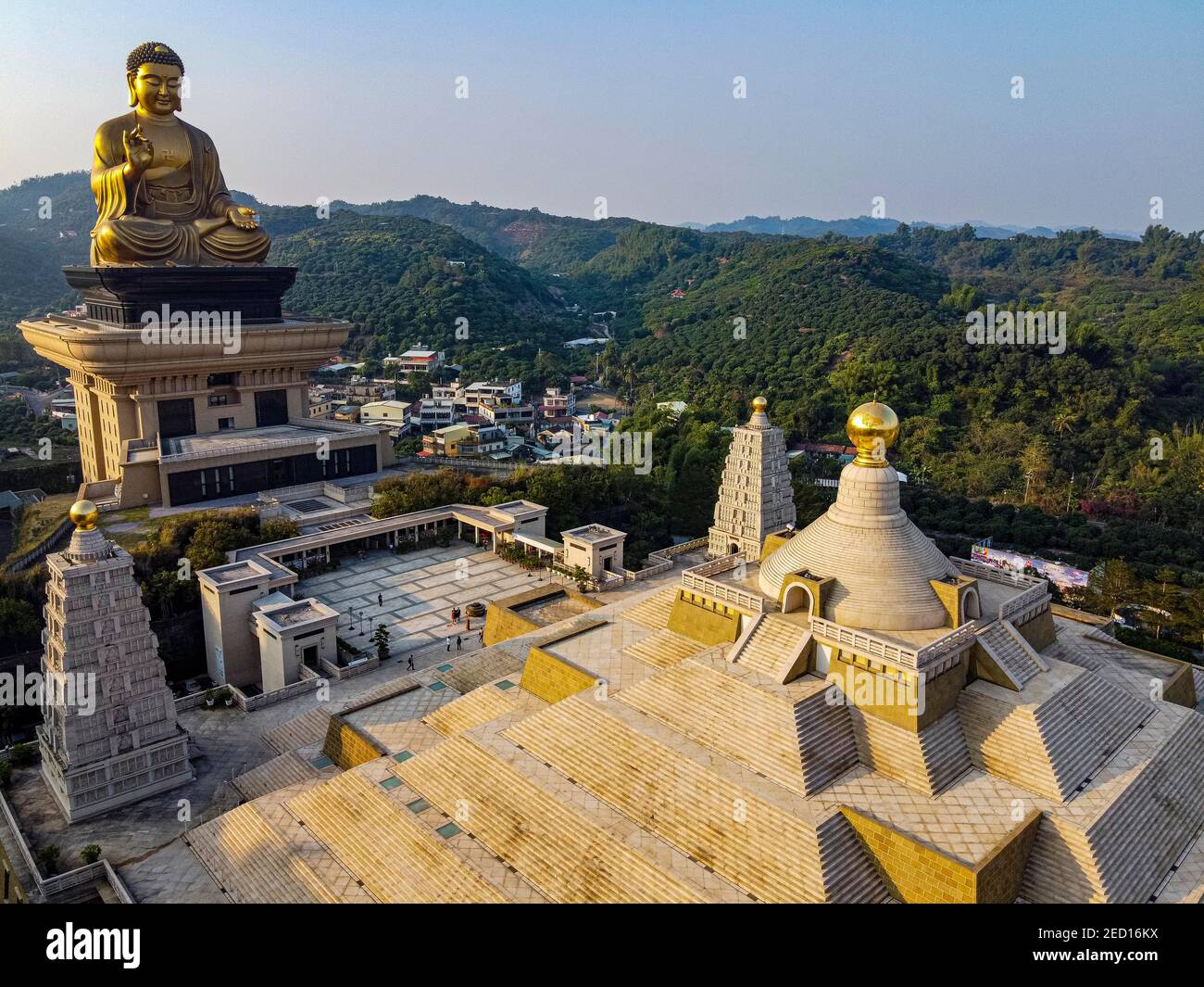 Aerial of Fo Guang Shan Monastery, Fo Gunag mountain or shan, Taiwan ...