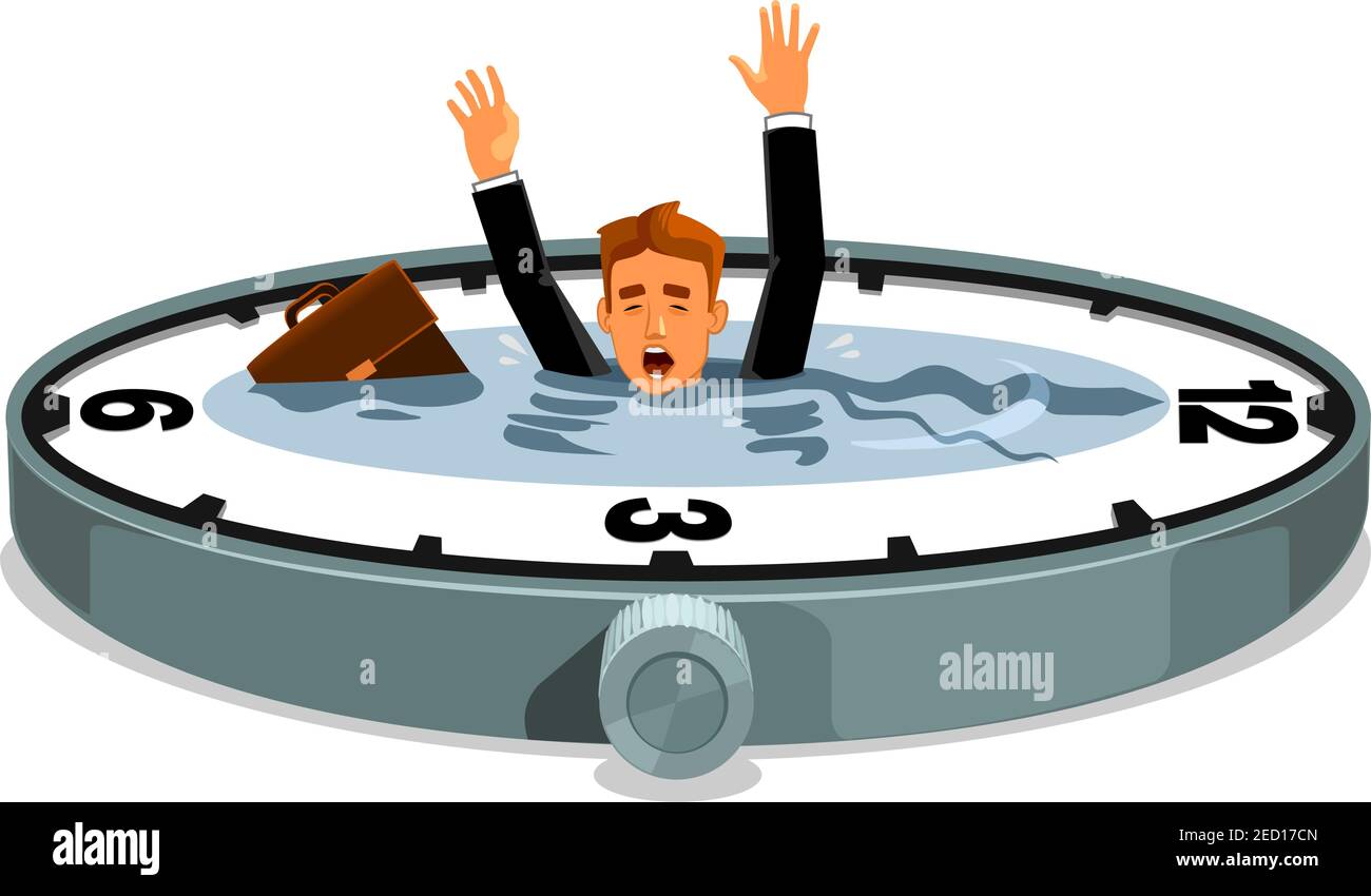 Businessman sinking in time. Business and work overtime excess. Free ...