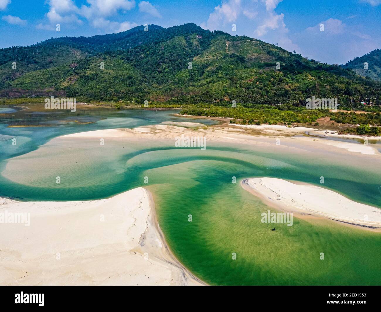 Aerial of Tizit beach, Dawei, Mon state, Myanmar, Tanintharyi Region ...