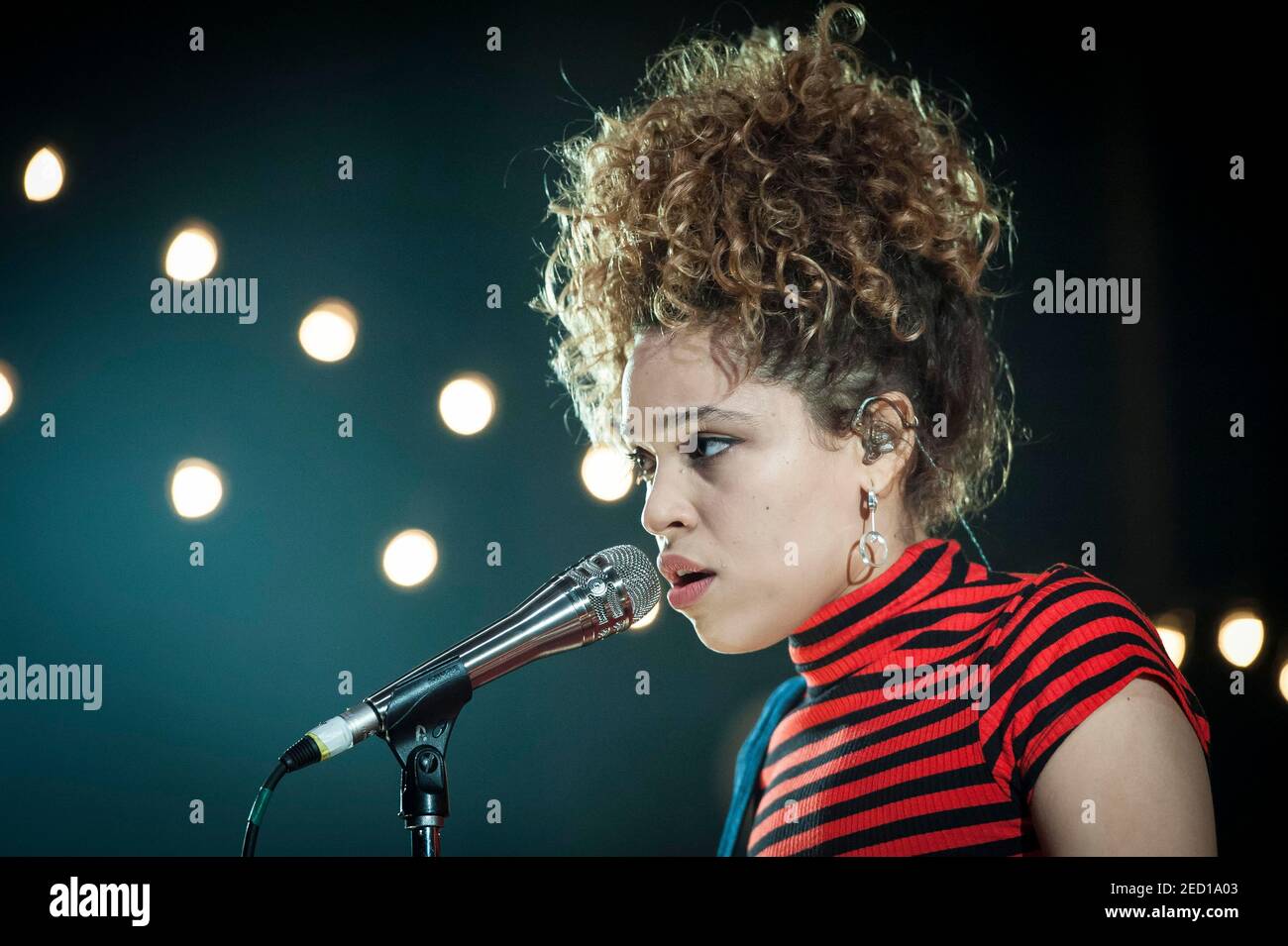 Izzy Bizu performs live on stage at the O2 Shepherd's Bush Empire ...