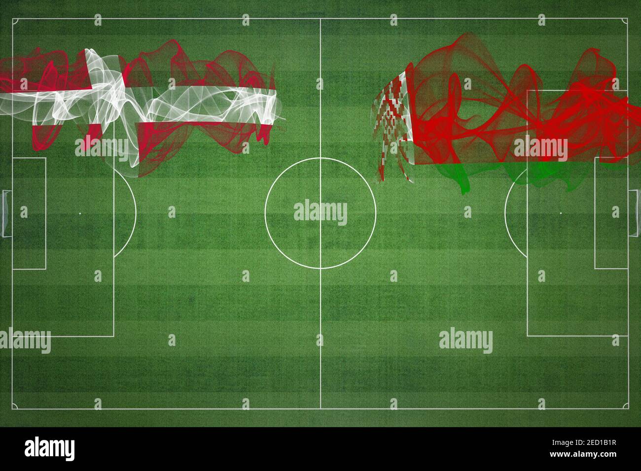 Denmark vs Belarus Soccer Match, national colors, national flags ...