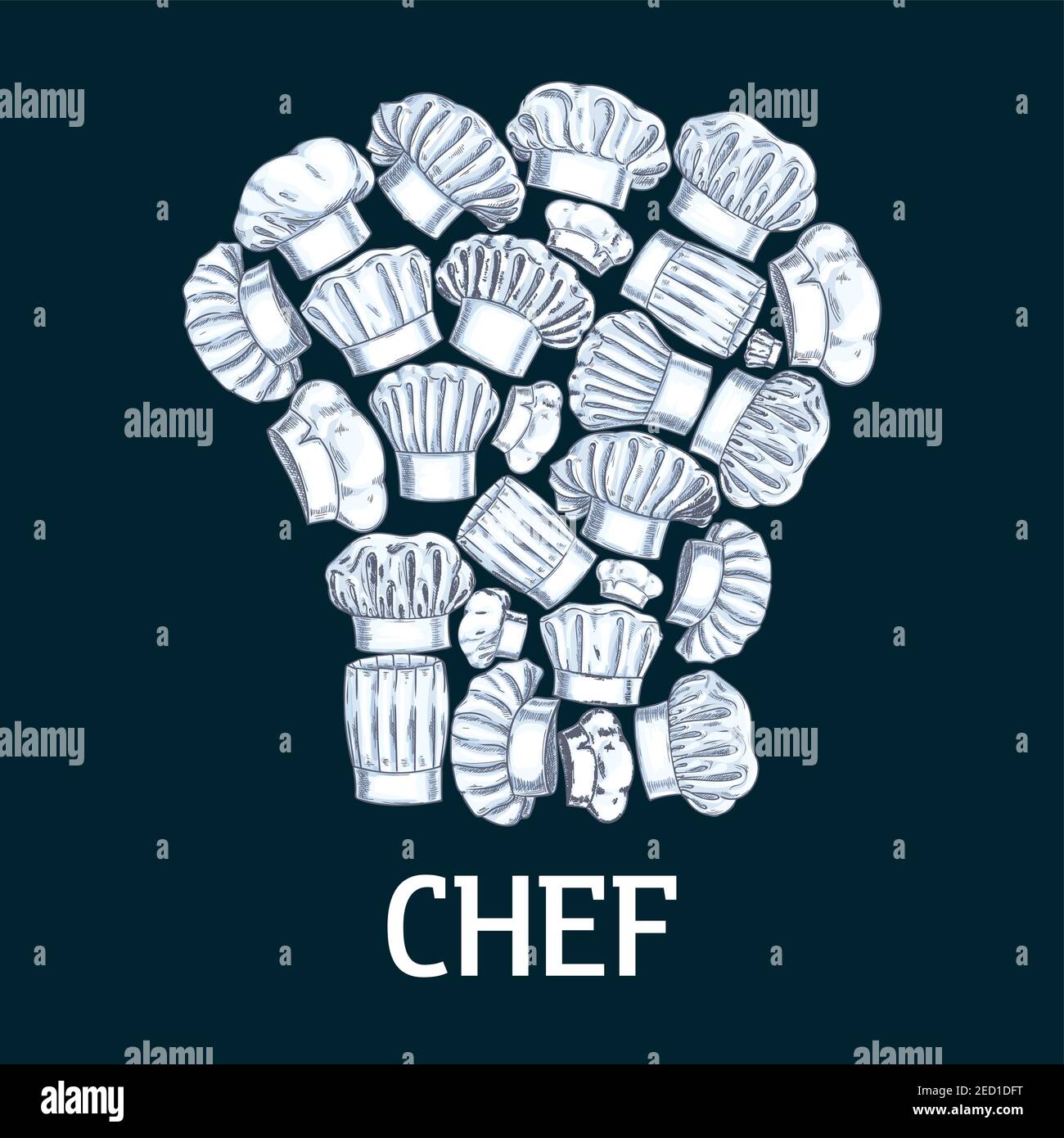 Chef toque label in shape of white cook hats. Vector decoration emblem ...