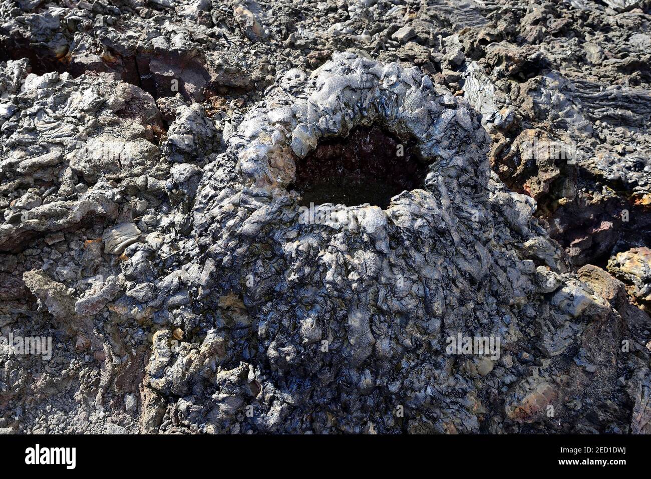 Solidified gas crater from lava, detail, Sullivan Bay, Santiago Island ...
