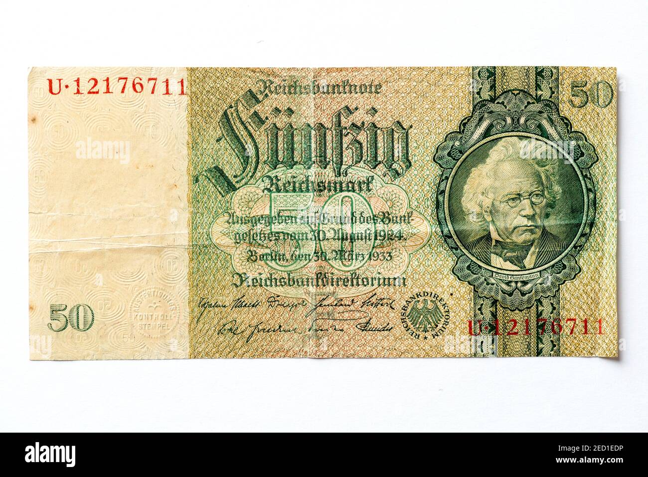 Banknote over Fifty Marks, Reichsmark, 50 RM, obverse with image of ...