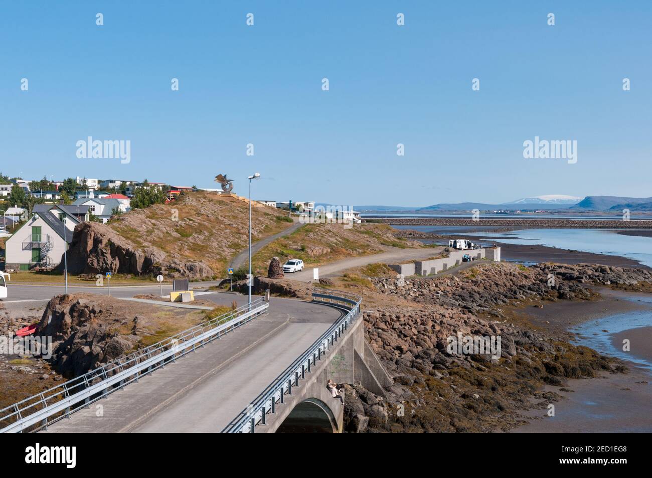 Village of Borgarnes in Iceland and a bridge Stock Photo - Alamy