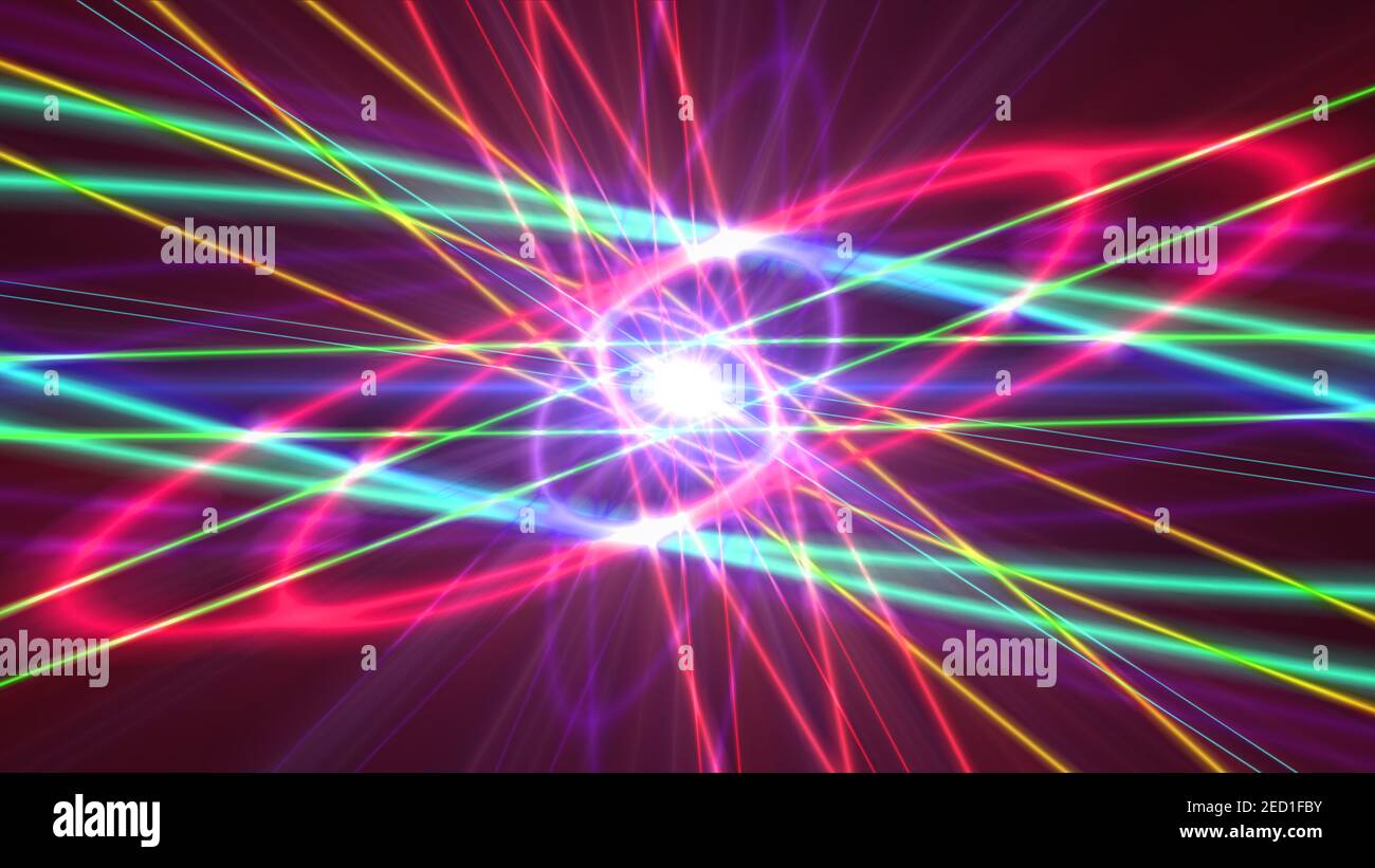 Glowing atom structure with light laser ring Stock Photo - Alamy