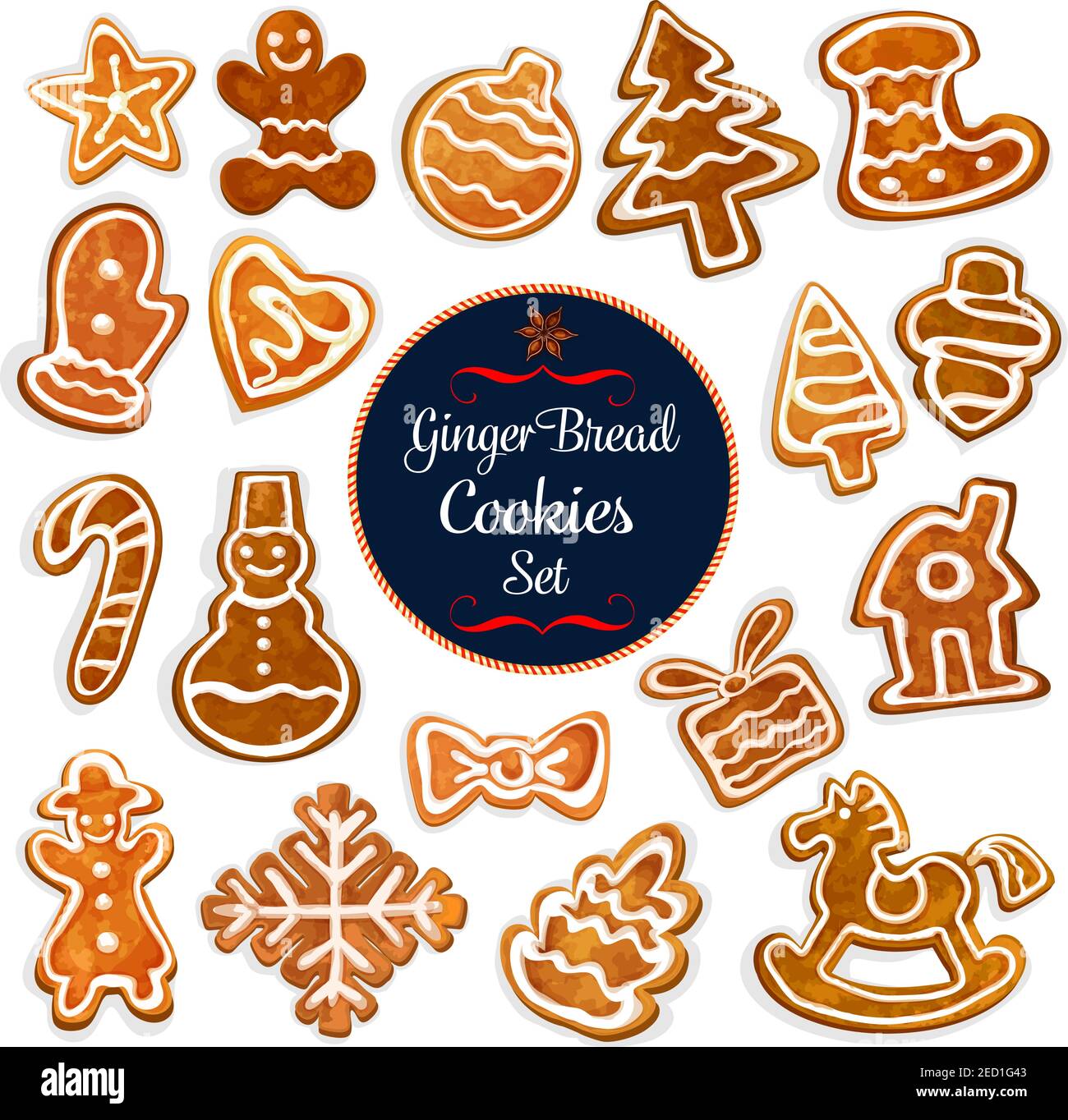 Christmas gingerbread cookie with icing. Traditional xmas gingerbread ...