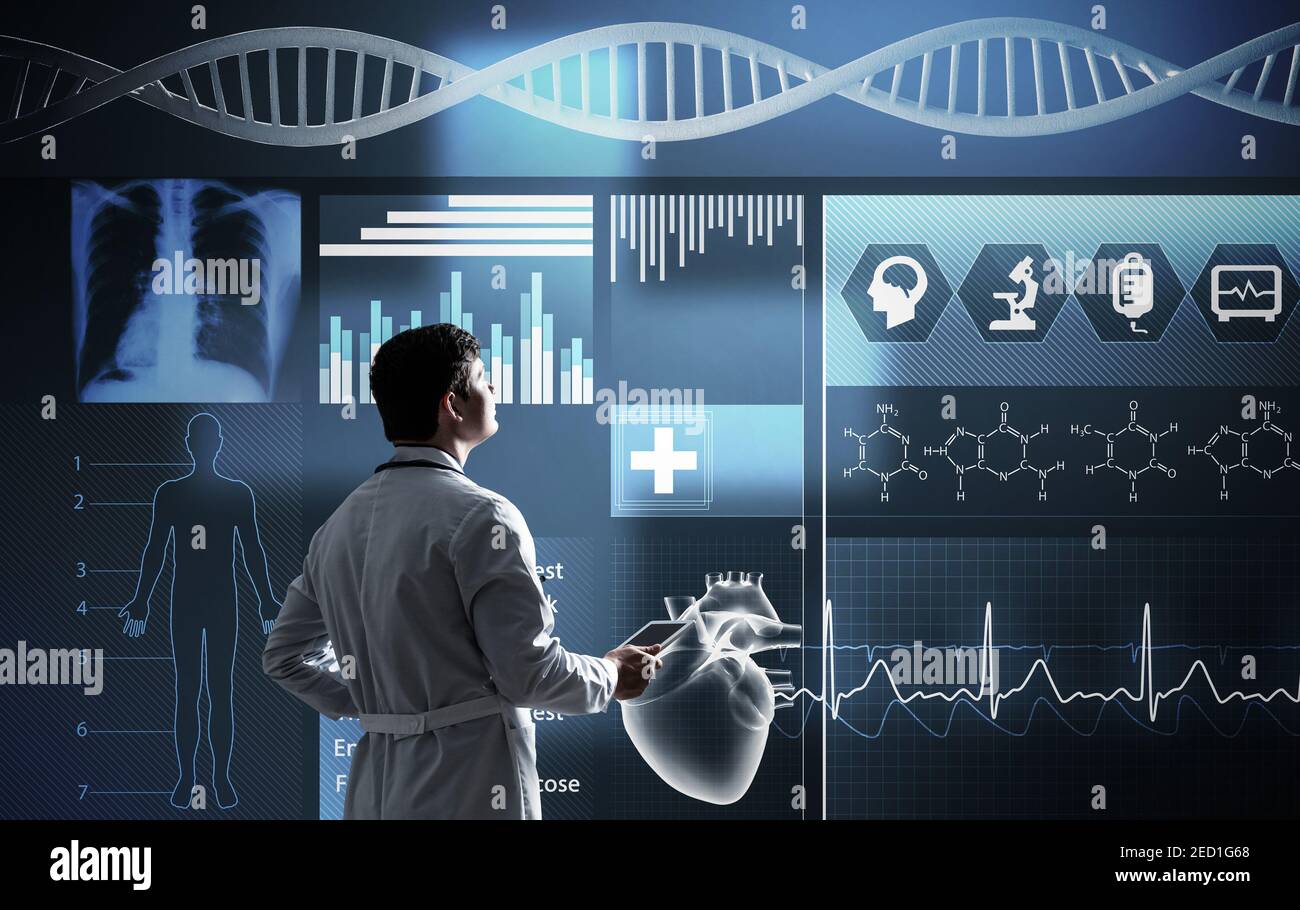 Doctor working futuristic touch hi-res stock photography and images - Alamy