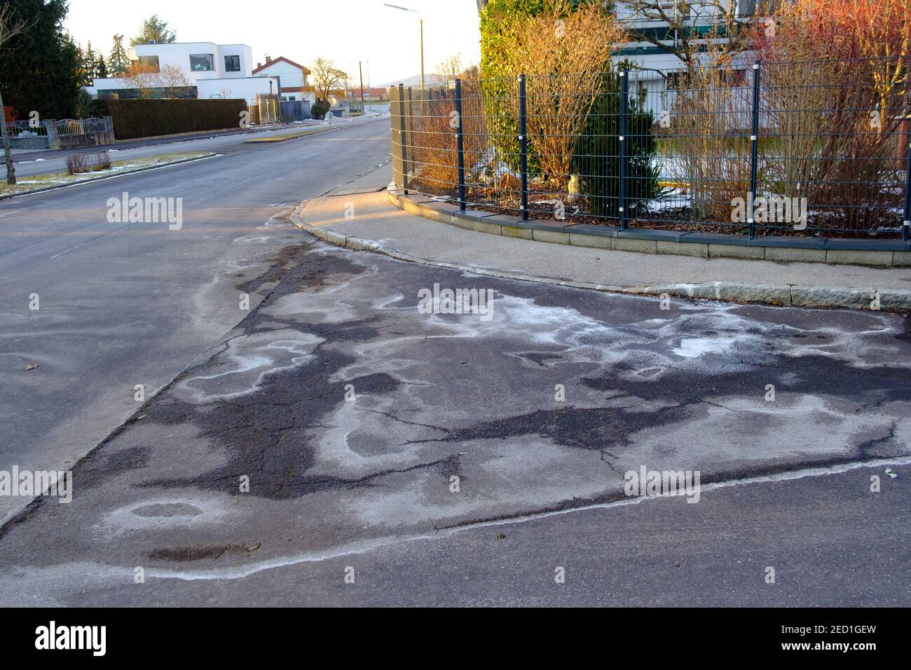 makrs of road salt in the streets in austria Stock Photo - Alamy