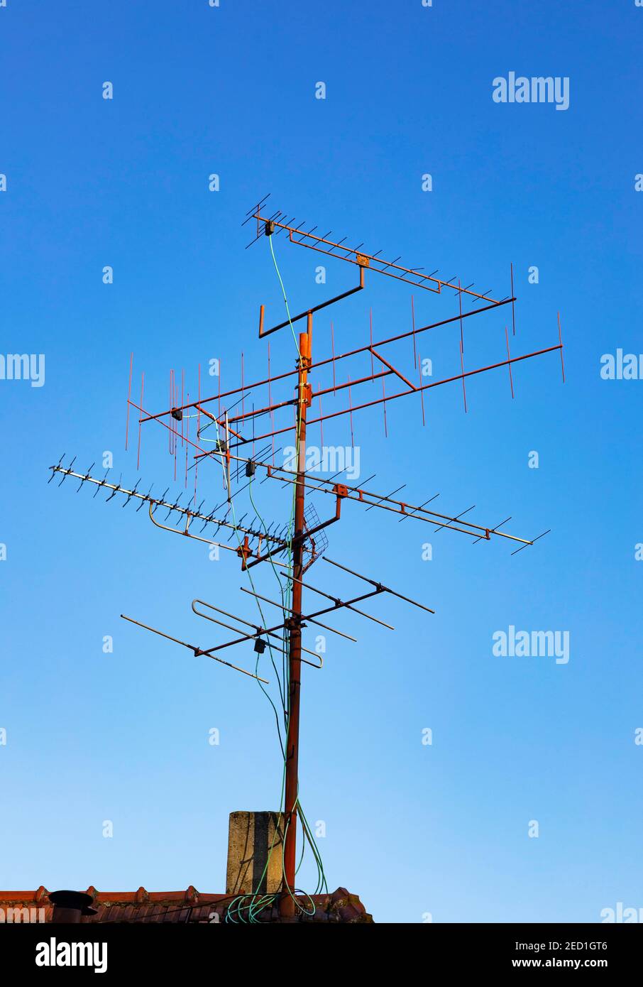 TV antenna on house roof, Old Town, Bratislava, Slovakia Stock Photo ...