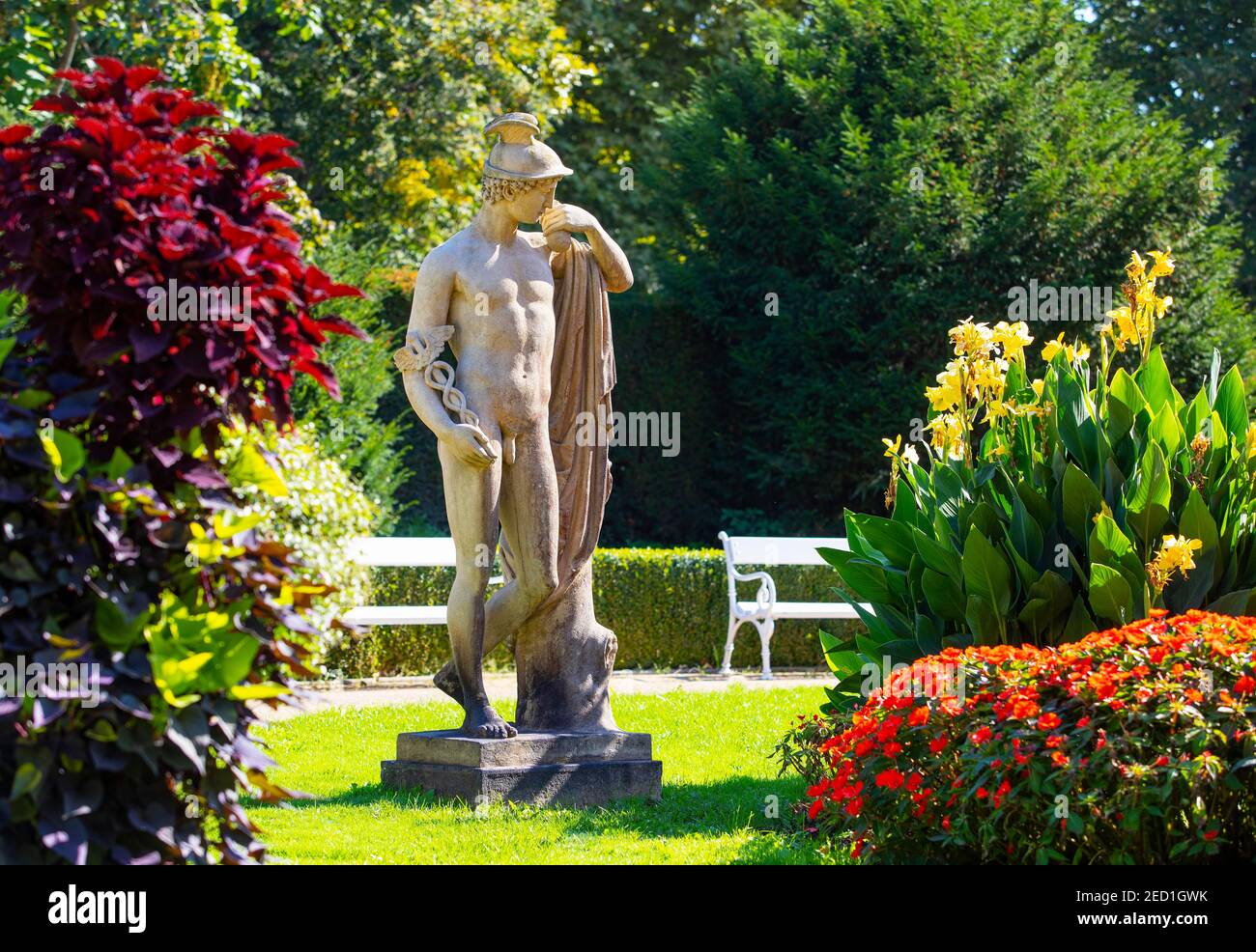 Statue of Hermes, patron god of traffic, travellers and merchants in ...
