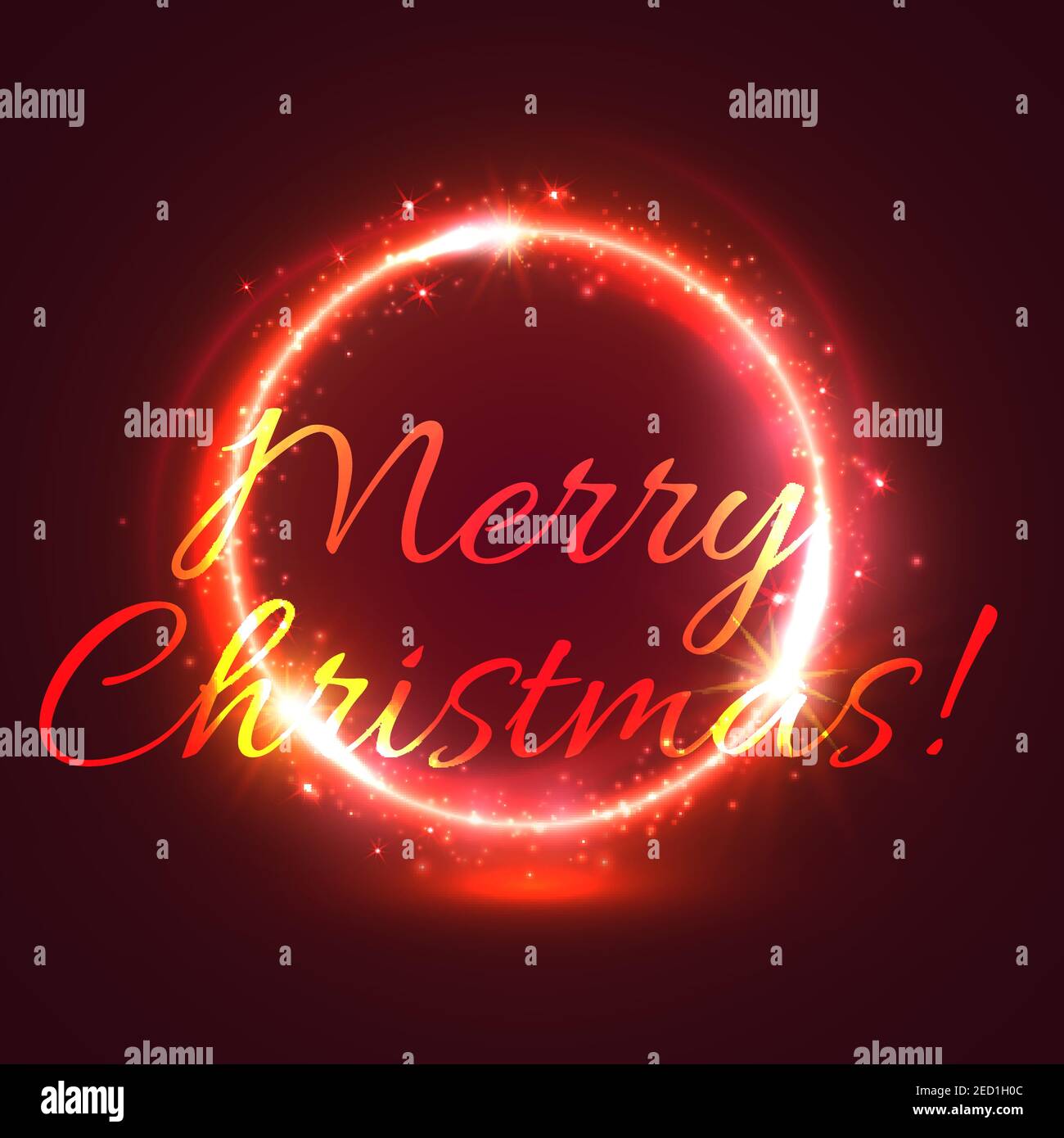 Shining Christmas star circle festive poster. Glowing stardust in a ...