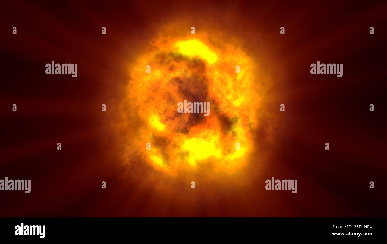 fire flame ball explosion in space, abstract illustration Stock Photo ...