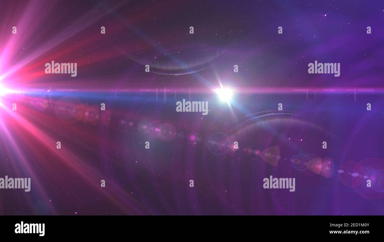 Glowing light with stars, flares and rays in outer space, illustration ...