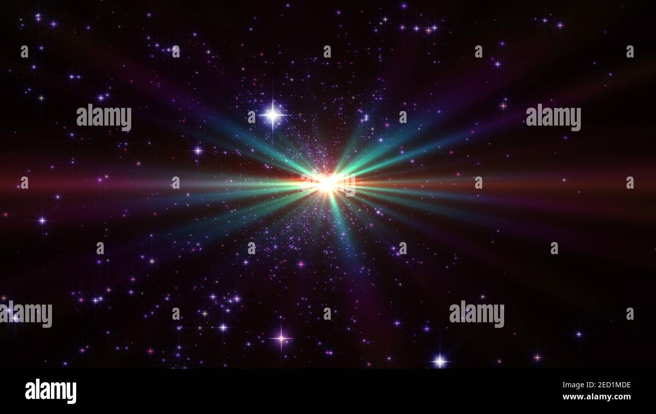 star explosion in space, star ray, 3d render illustration Stock Photo ...