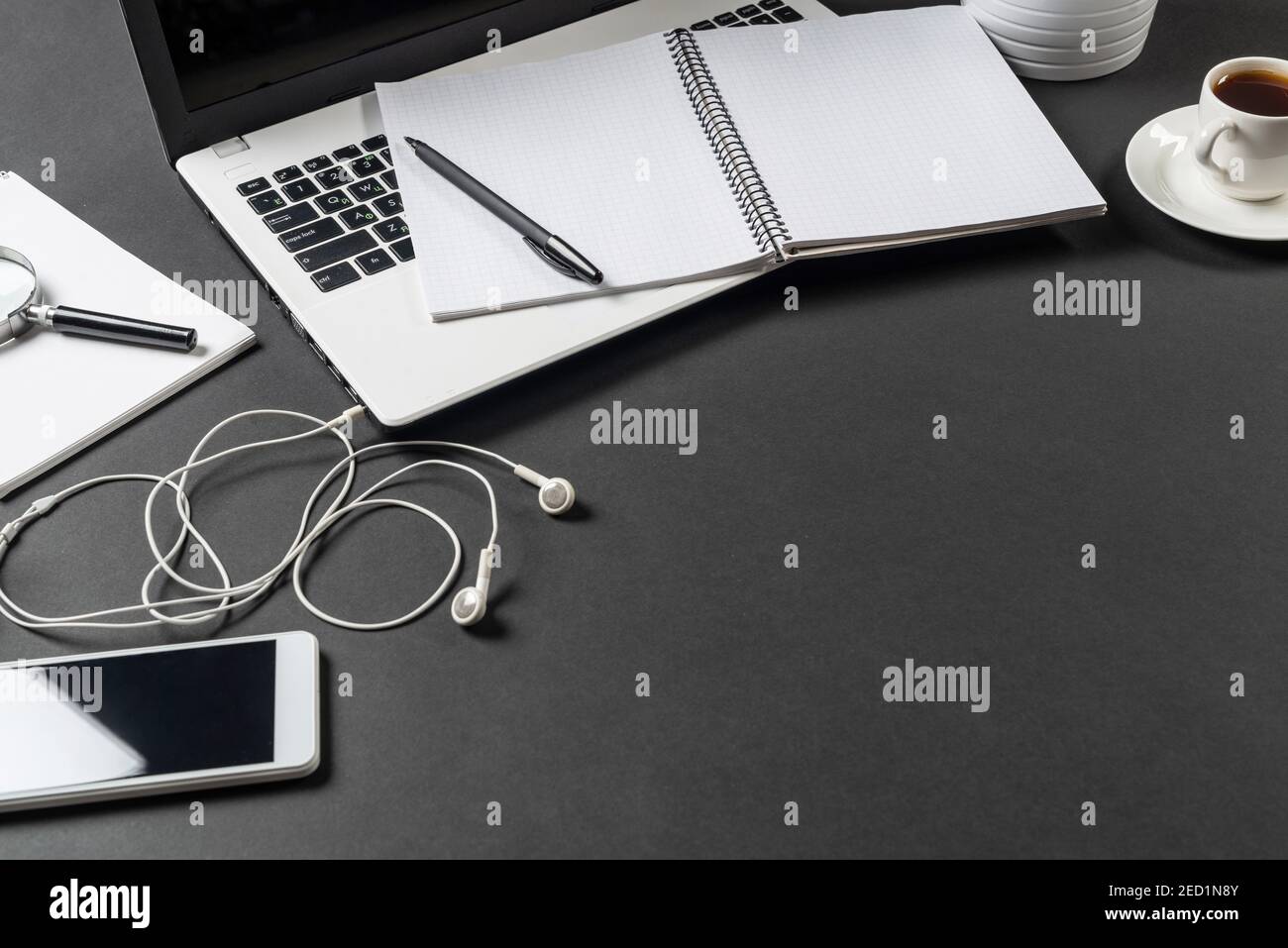 Still life of office workplace with laptop Stock Photo - Alamy