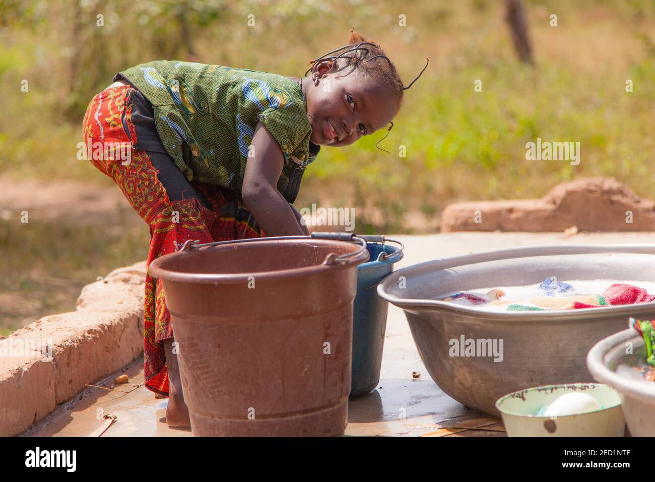 African child doing laundry, Bobo-Dioulasso, Burkina Faso Stock Photo ...