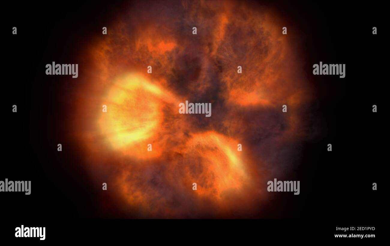 fire flame ball explosion in space, abstract illustration Stock Photo ...