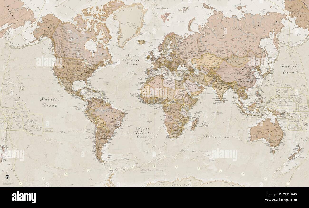 Beautiful vintage hand drawn map of World from old book. Can be used as ...