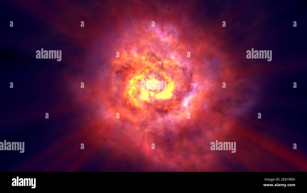 fire flame ball explosion in space, abstract illustration Stock Photo ...