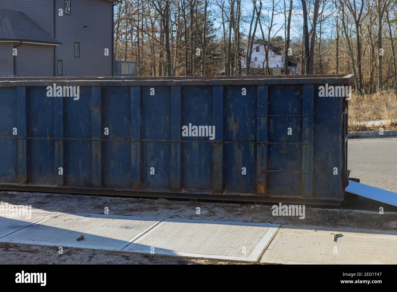 Industrial dumpster filled loaded rubbish removal container renovation ...