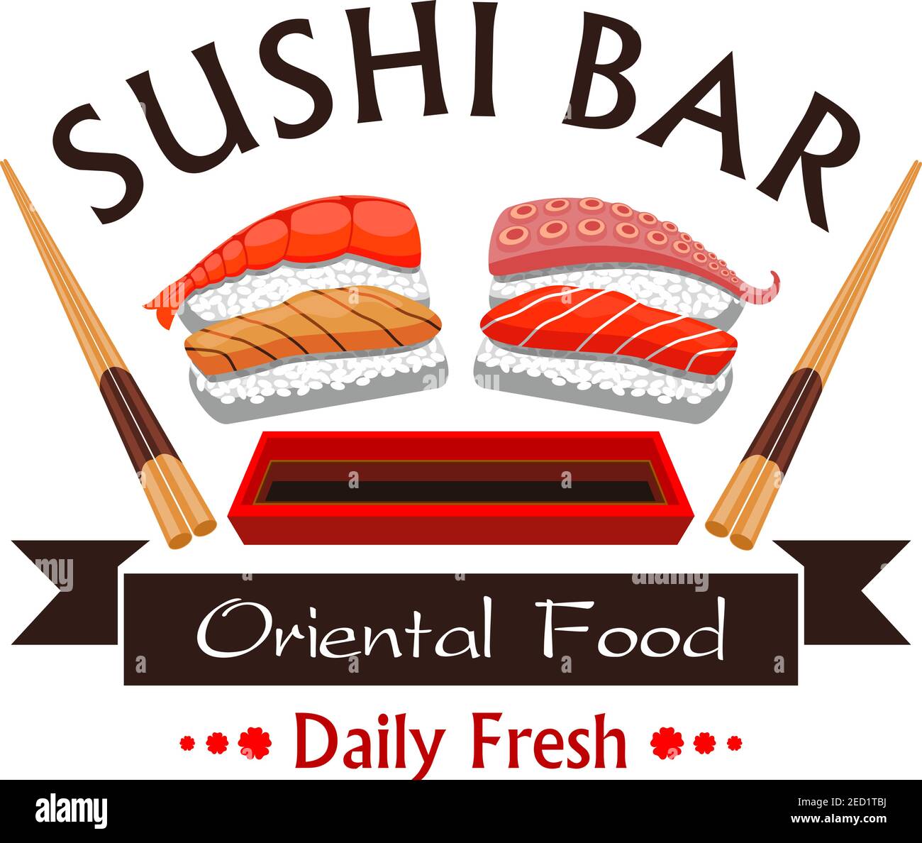 Sushi bar emblem. Japanese oriental cuisine restaurant label design ...