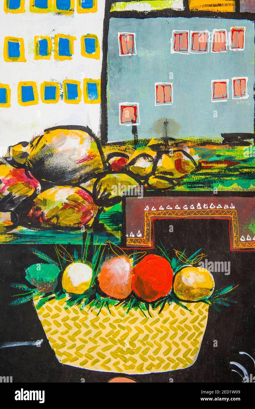 Islamic wall painting in the Muftaha Village Art Gallery, Abha, Saudi ...