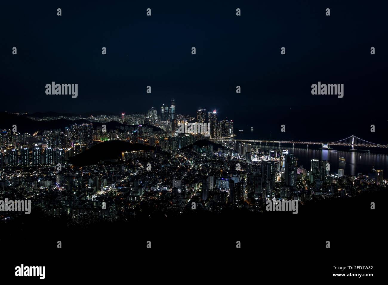 Spectacular view of Busan city with modern buildings and skyscrapers ...