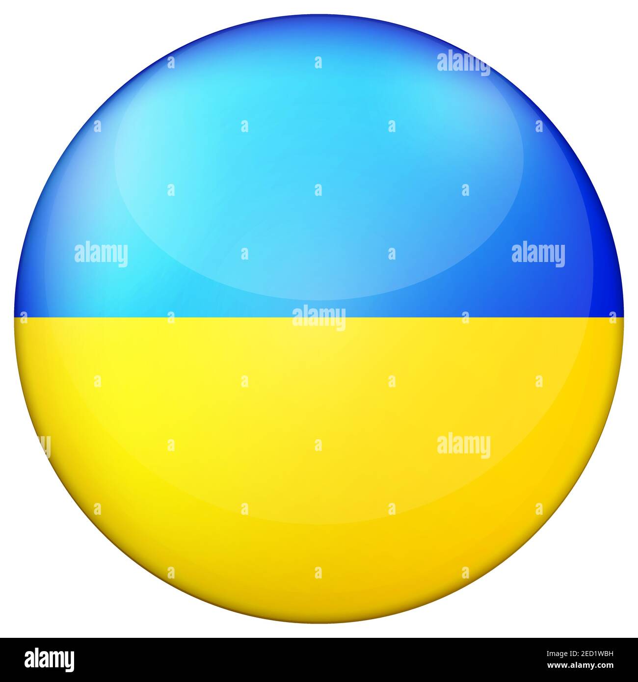 Glass light ball with flag of Ukraine. Round sphere, template icon ...