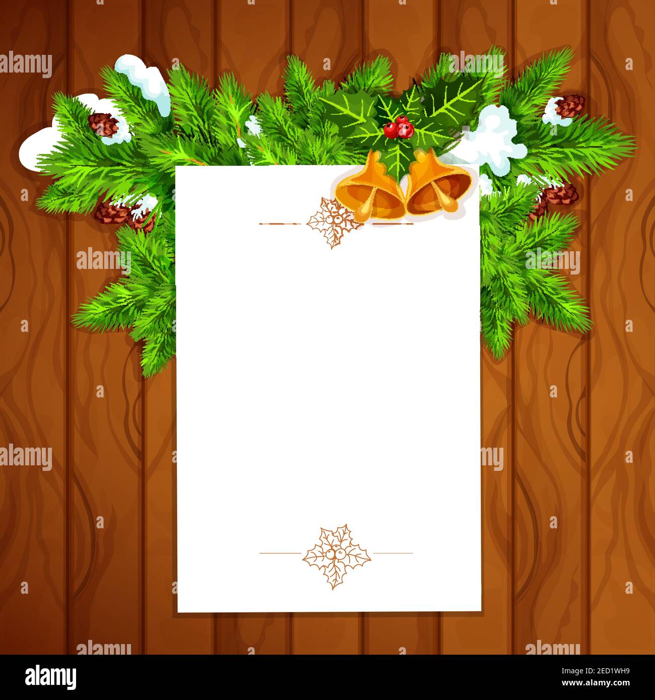 Snowy holly branch Stock Vector Images - Alamy