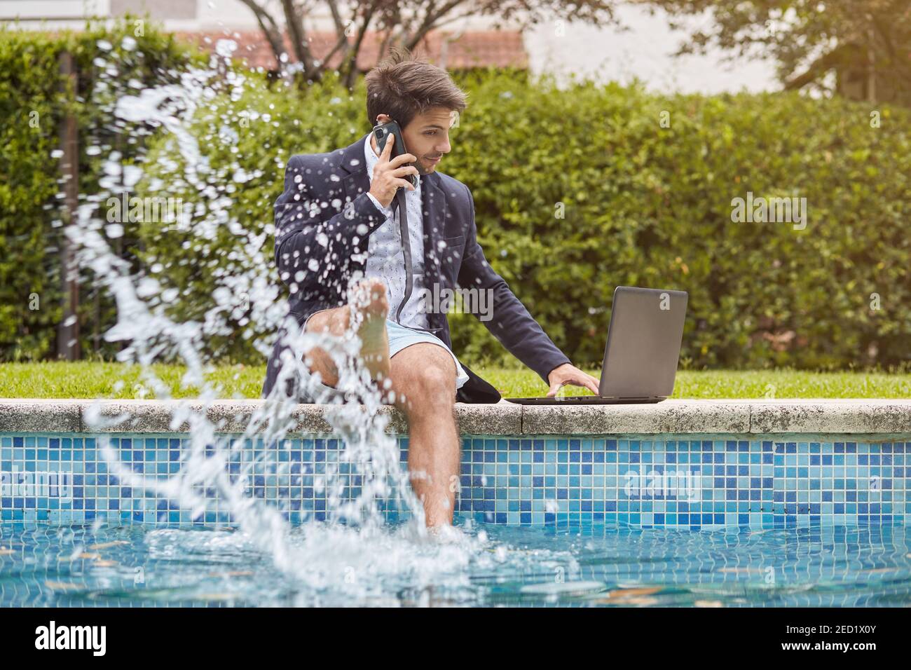 Businessman swimming pool hi-res stock photography and images - Alamy