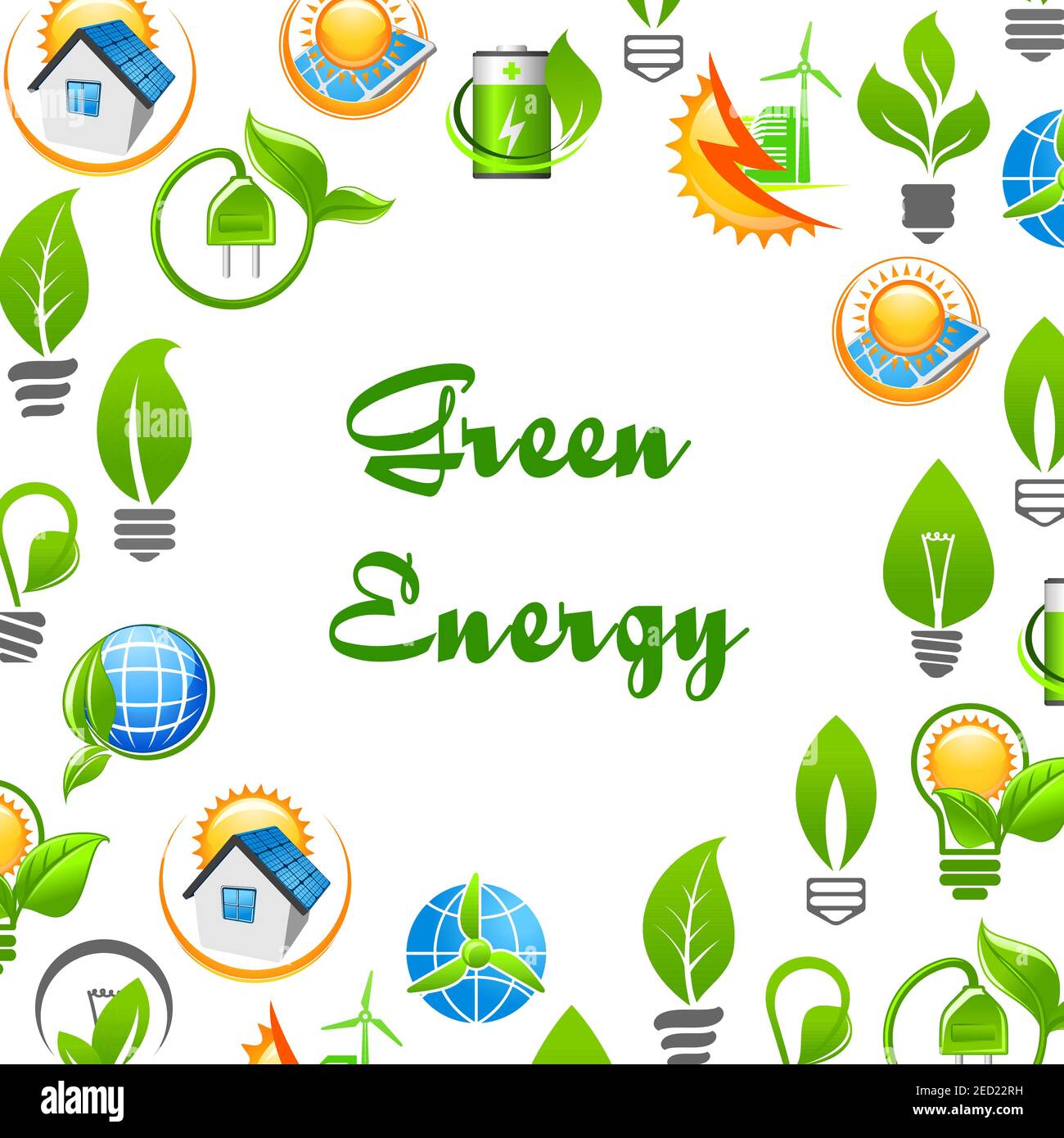 Green Energy environment protection poster. Banner with vector icons of ...