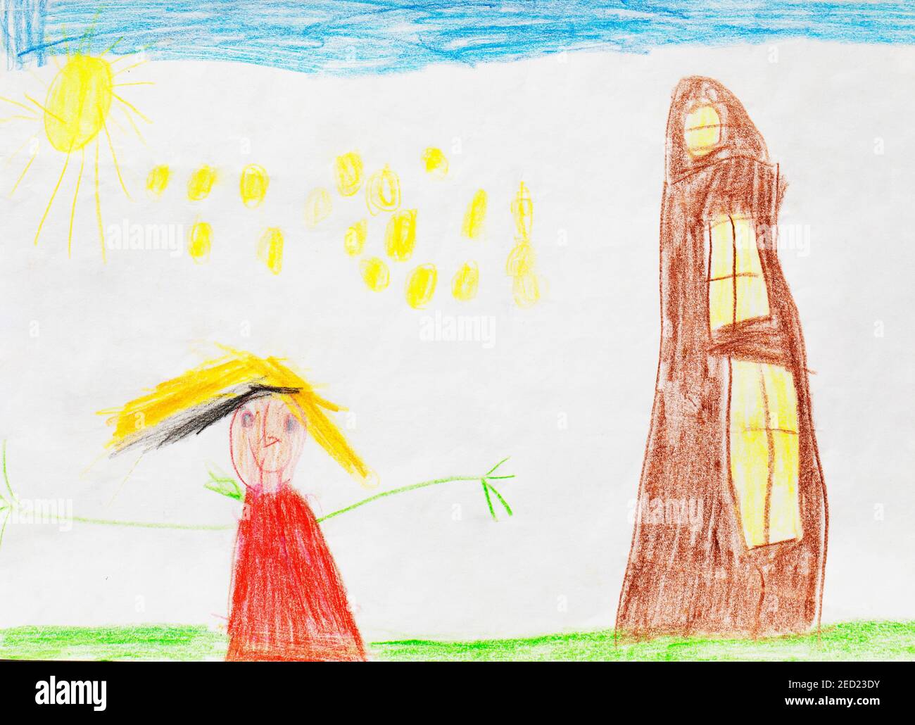 Childs drawing house garden hi-res stock photography and images - Alamy