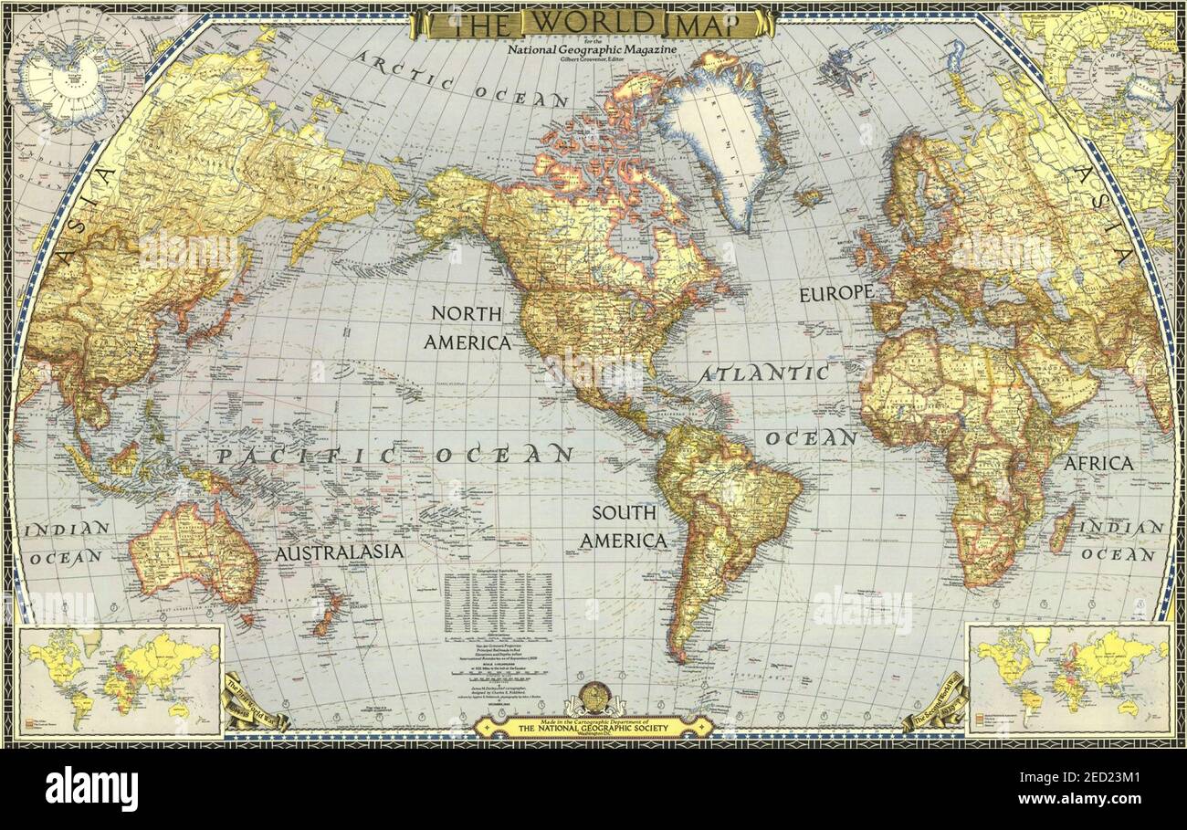 Beautiful vintage hand drawn map of World from old book. Can be used as ...