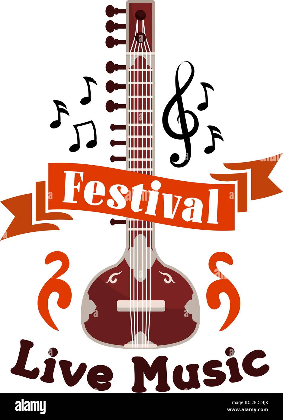 Live folk ethnic music festival vector emblem. Musical label design ...