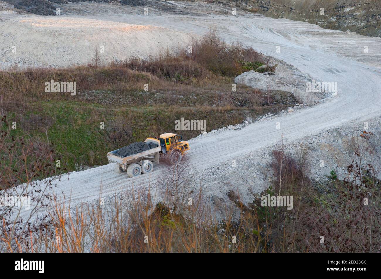 Truck in Faxe Limestone quarry in Denmark Stock Photo - Alamy